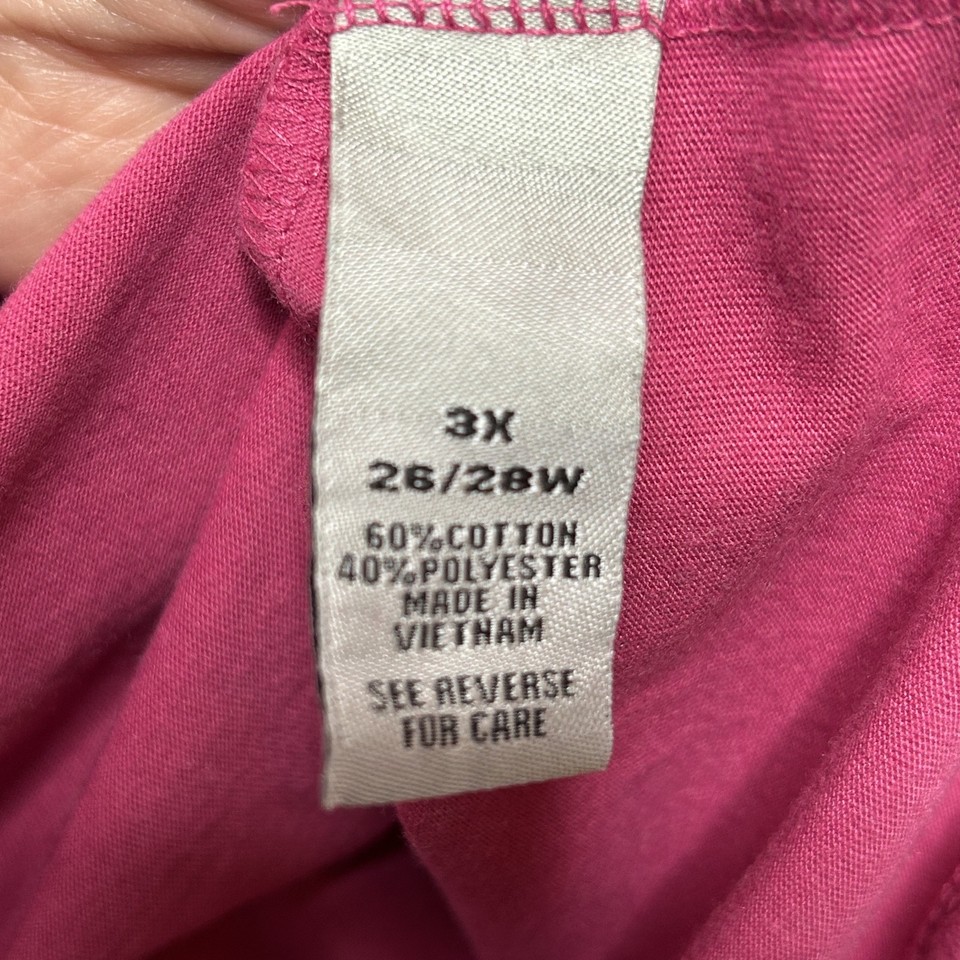 Catherines Shirt Womens 3X Pink Sparkle Specks Split Neck Holiday ...