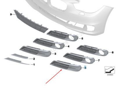 NEW BMW 5 GT F07 FRONT LEFT PARTLY CLOSED GRILLE 51117331675 2015 OEM ...