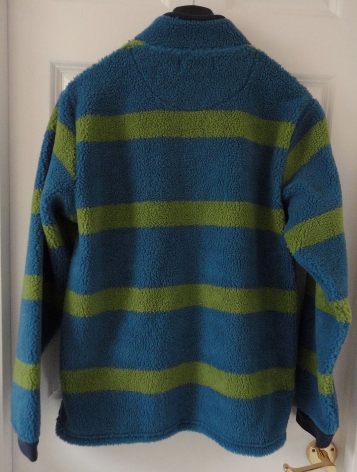 M&S Indigo Boy Funnel Neck Stripe Borg Fleece Top, Green Mix, 11-12 ...