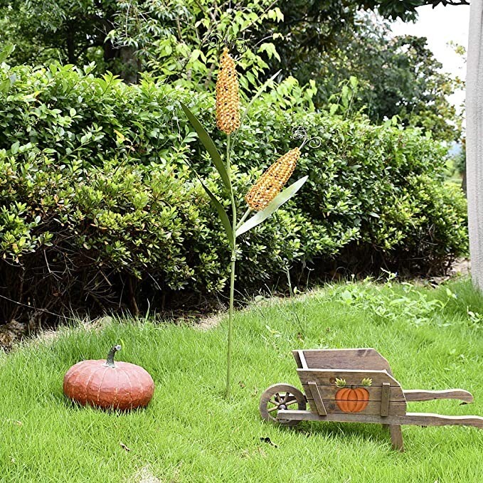 Metal Autumn Harvest Corn Stake Decoration, Decorative Yard Lawn Garden ...