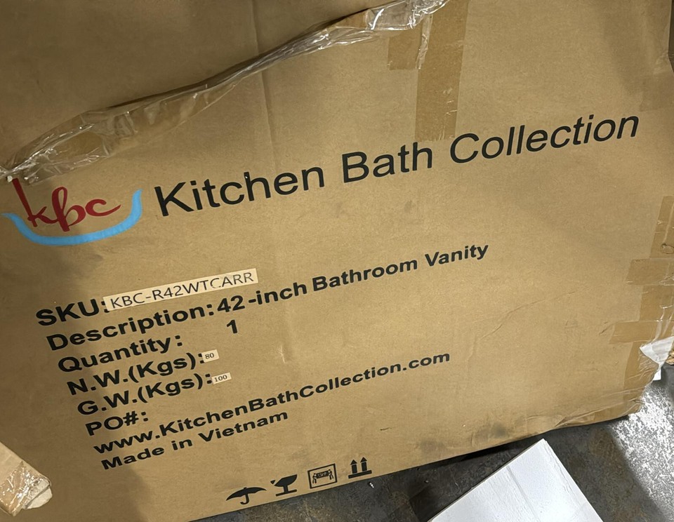 Kitchen Bath Collection Aria 42" Bathroom Vanity with Carrara Marble ...