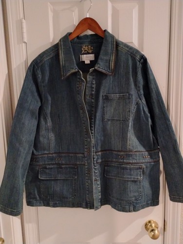 CJ Banks 2X Women's Denim Jacket Front Pockets Decorative | eBay