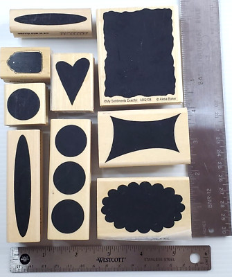 Mixed Lot 9 Rubber Wood Stamps - Solid Shapes - Scrapbooking Cardmaking ...