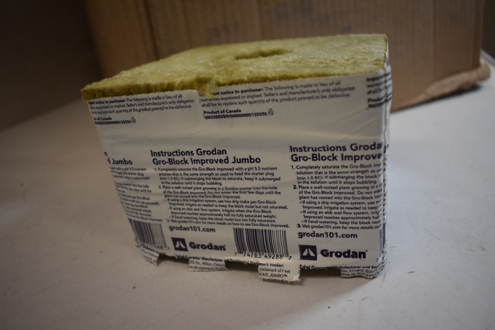 Grodan Gro-Block Improved GR22 Jumbo Case Box of 64 w Hole No Wrap 6" x ...