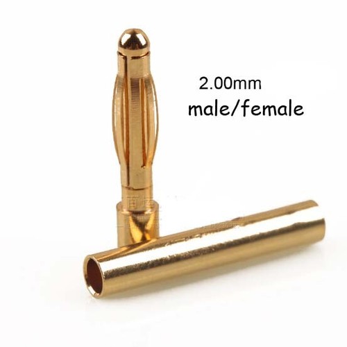 10pairs/lot 2.0mm 2mm Banana Gold Bullet Connector DIY RC Battery ESC ...