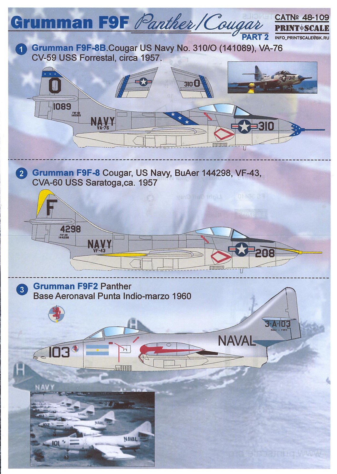 Print Scale Decals 1/48 GRUMMAN F9F PANTHER & COUGAR Jet Fighters Part ...