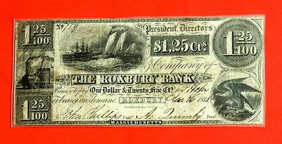 {USA/1838/ $1.25 OBSOLETE CURRENCY/ MASSACHUSETTS/ ROXBURY BANK/ F-V F ...