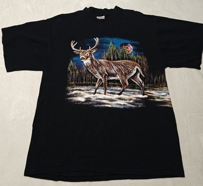 VINTAGE 90's "HAZEL WOOD PREMO" WRAP AROUND DEER PRINT T-SHIRT ADULT XL ...