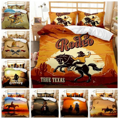 2Pcs3Pcs Bed Set Cowboy Doona Quilt Duvet Cover AU Single Double Queen ...