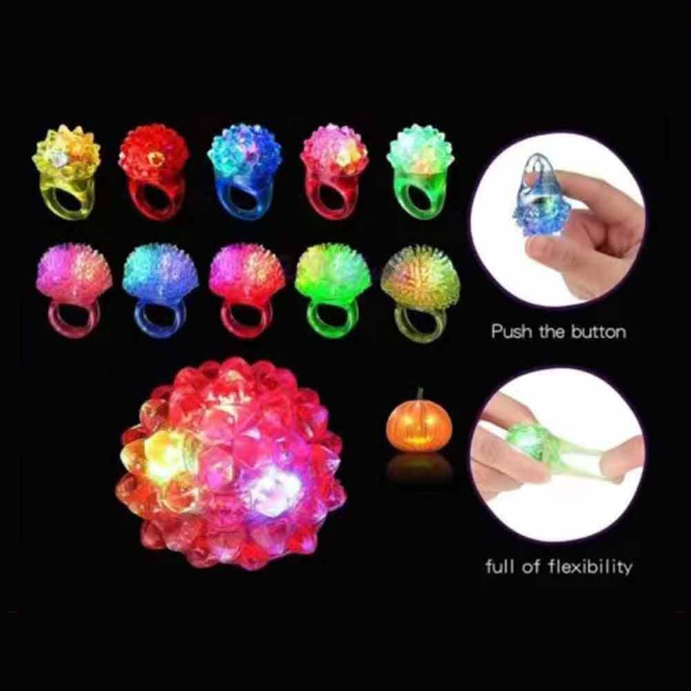 Kids LED Flashing Ring Finger Shiny Party Light up Glow in the Dark ...