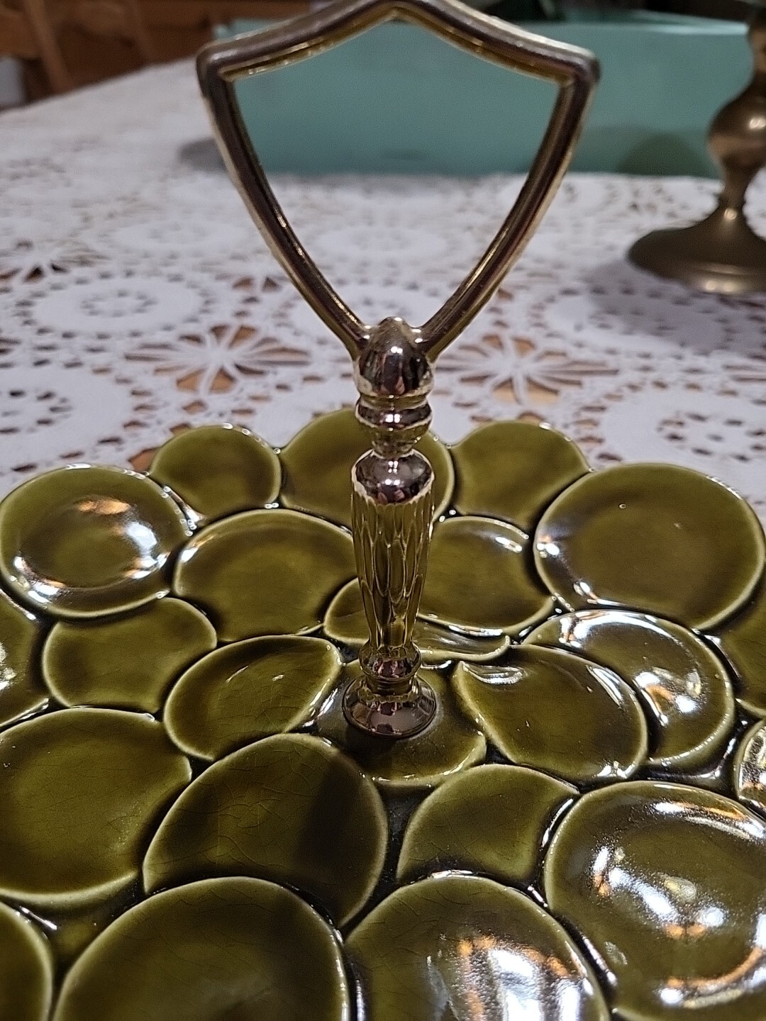 1970s Retro Mod Green Pottery Tidbit Tray | eBay