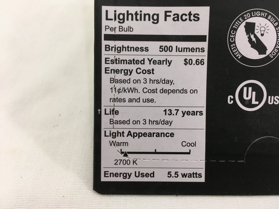 (2) NEW Feit Electric Enhance G25 LED Light Bulbs 60W 2700K 500 Lumens ...