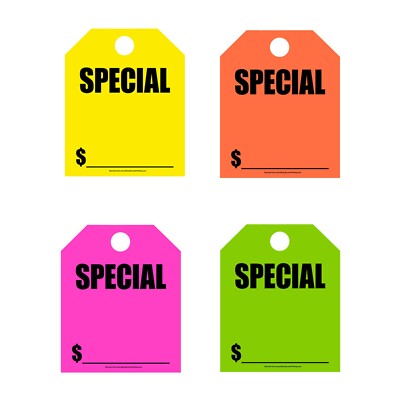 40 Pack "Special" tags Car Dealer Mirror Hang Tags 9 x 11 Inches price ...