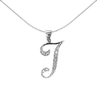 9ct White Gold Jewelco London Diamond Script Initial ID Charm Pendant ...
