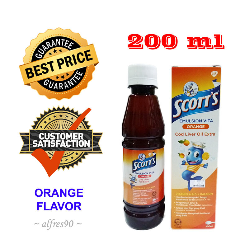 Buy 200ml Scott's Emulsion Cod Liver Oil Extra (orange Flavor) - Health ...