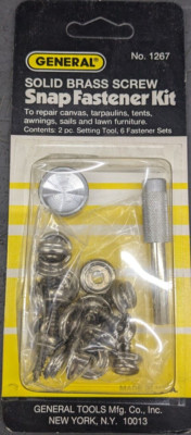 General Tools 1267 Solid Brass Screw Snap Fastener Kit Setting Tool 6 ...
