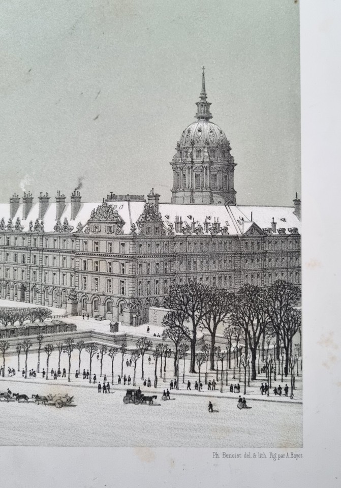 Print Les Invalides Landscape Winter Paris In Its Splendor (1862) Bayot ...