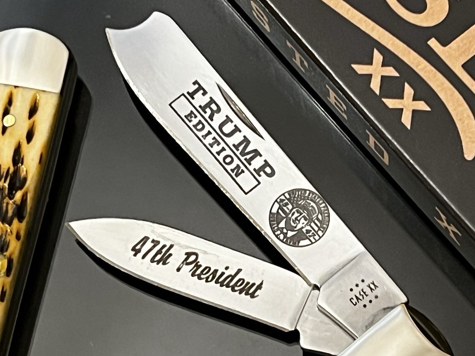 CASE XX PRES.TRUMP 1/50 1 ARM RAZOR AMBER BONE 24K PRES.DJT Shield ...