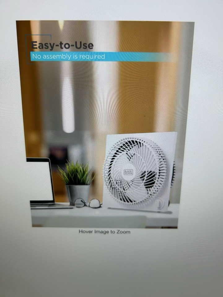 Black+Decker Mini Box Fan Tabletop Quiet 9 In Desk Box Fan Frameless ...