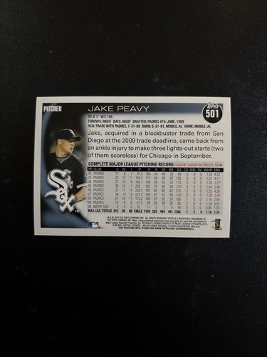 Jake Peavy SIGNED 2010 Topps -#501 AUTOGRAPH CHICAGO WHITE SOX AUTO | eBay