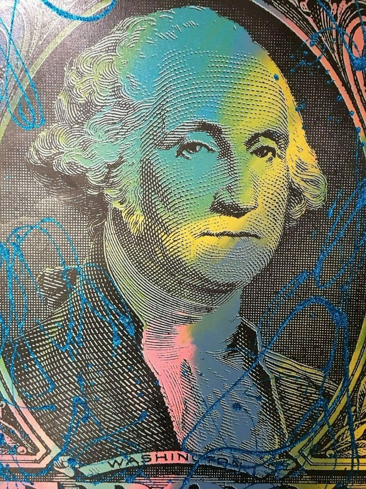 STEVE KAUFMAN,GEORGE,SIGNED,ORIGINAL,MONEY,GLITTER,HUGE POP ART,ANDY ...