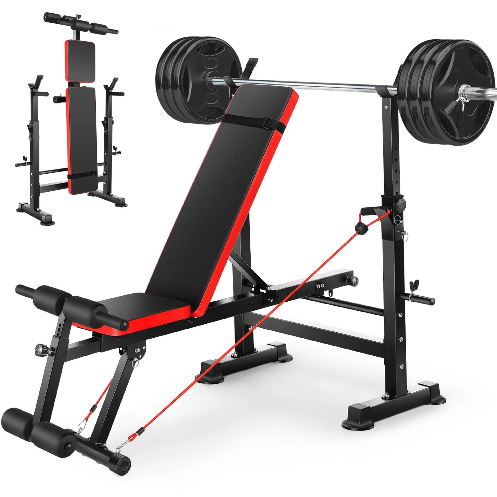 Adjustable Weight Bench Set 6 in 1 Bench Press Workout Bench with ...
