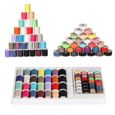 60PCS Sewing Thread Kit, Mini Spools and Bobbins for Sewing Machine ...