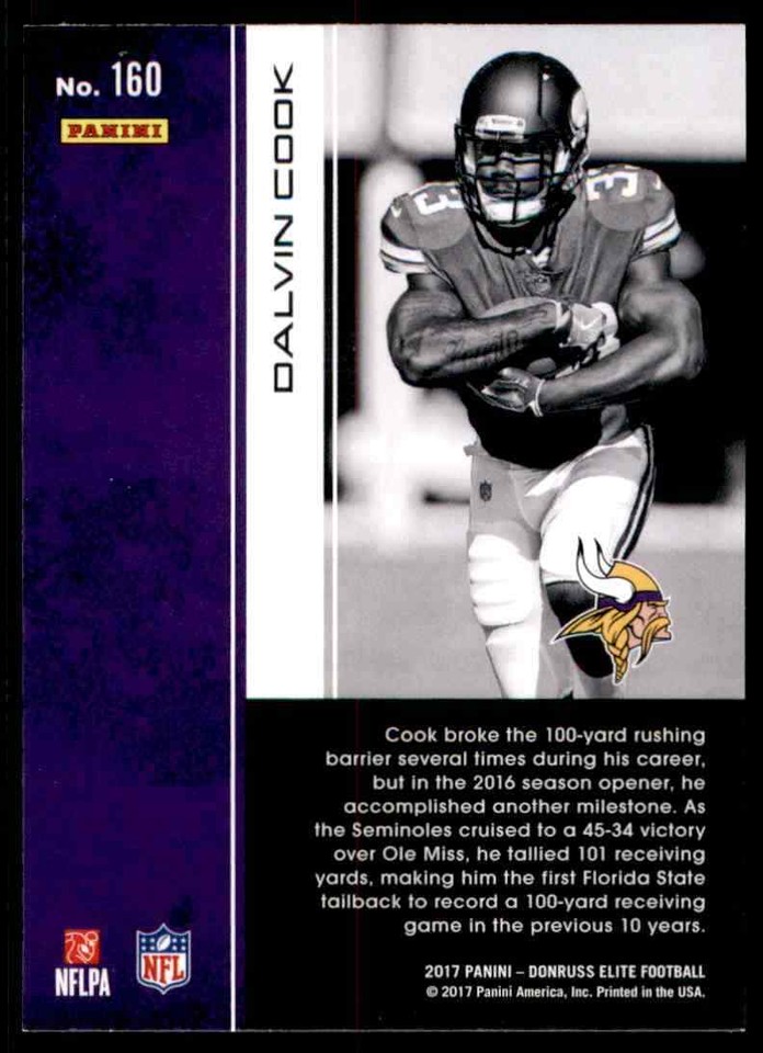 Dalvin Cook 2017 Elite Green #160 (63351) Football Card RC | eBay