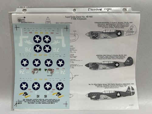 NEW Vtg Super Scale 48-466 P-40E Kittyhawk War Model Airplane 1/48 ...