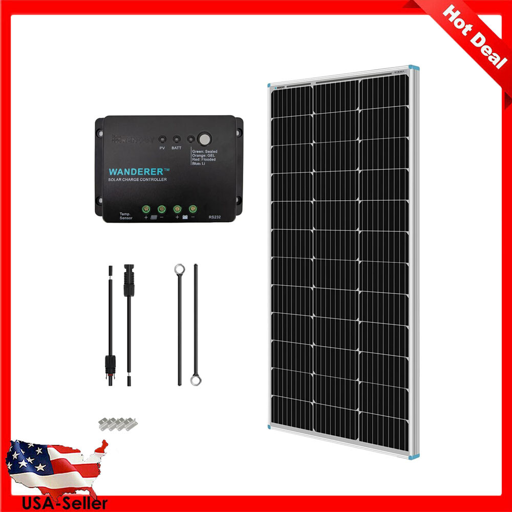 100 W 12 V Monocrystalline Solar Panel Starter Kit W/ 30A PWM Charge ...