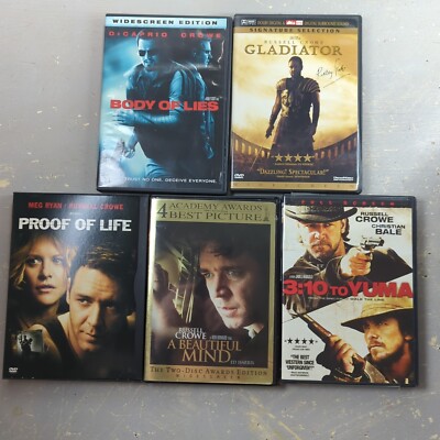 Russell Crowe DVD Lot Of 5 Movies Gladiator Proof Of Life A Beautiful ...