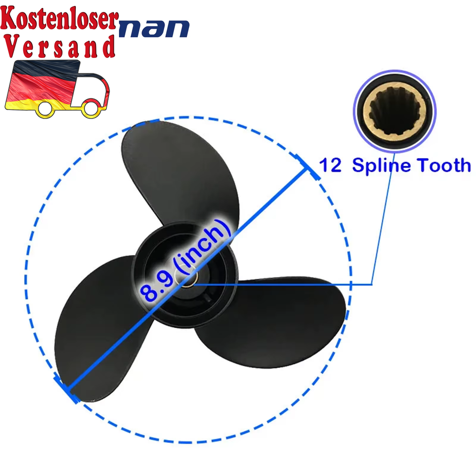 Boatman® Propeller 8.9X9.5 for Tohatsu Outboard Motor 8HP 9.8HP MFS9.8 ...