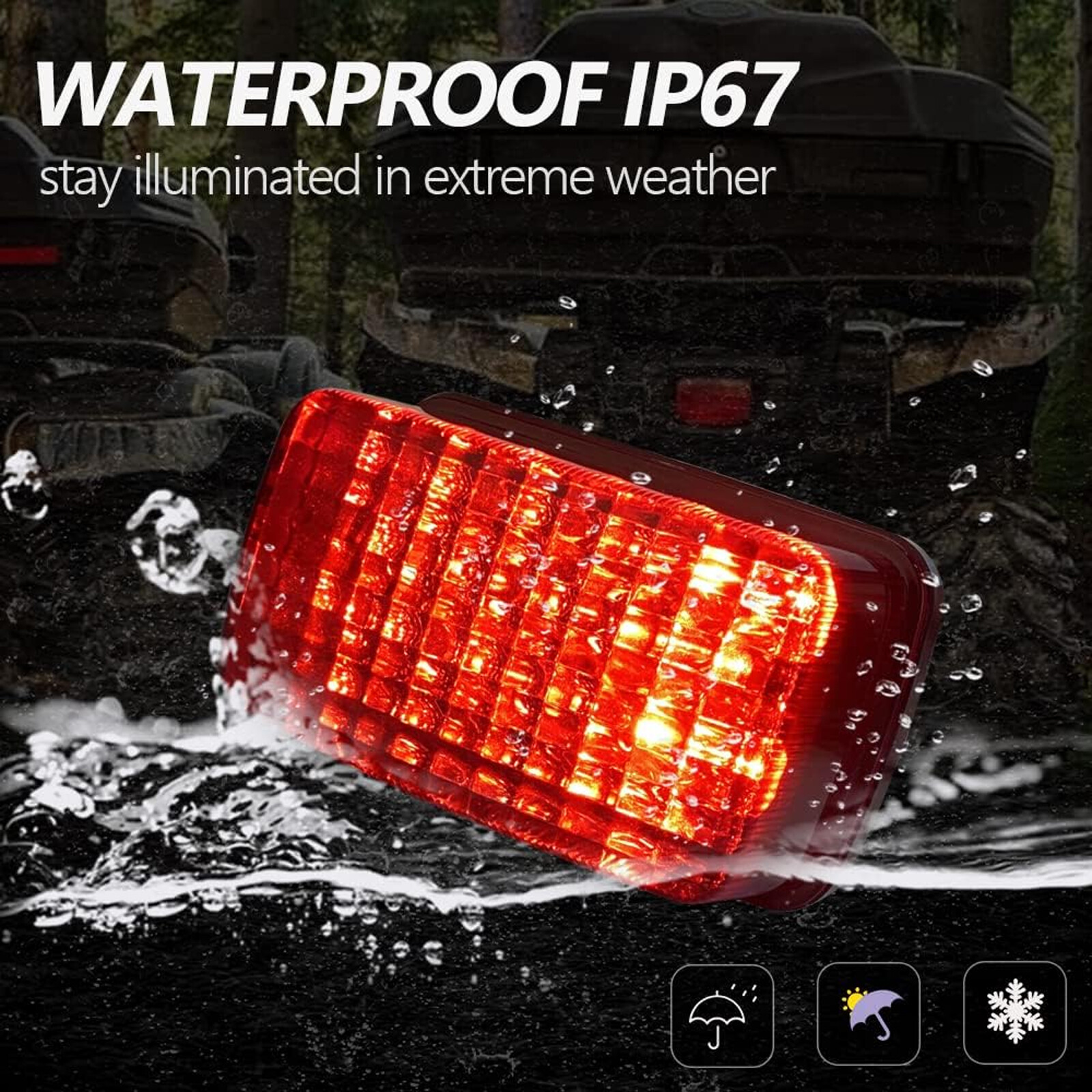 Red LED Tail Light Assembly DRL + Brake Lights Add-on For Yamaha XT 225 ...