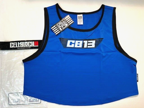 Cellblock 13 Size L Marathon Cutoff Mesh Tank Top - Blue/Black/White | eBay