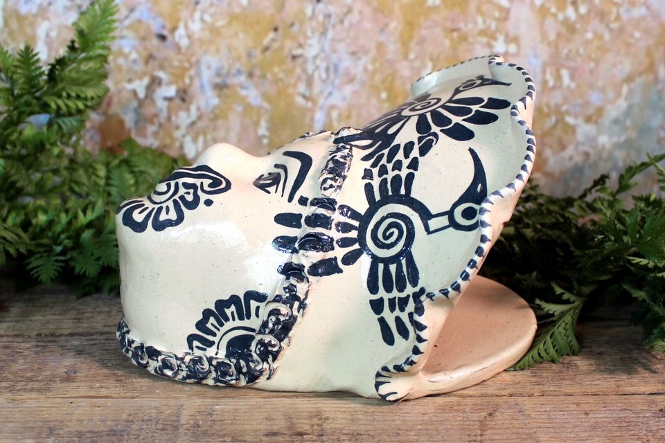 Planter Wall Pocket Handmade Aztec Style Birds Clay Tzintzuntzan Mexico ...