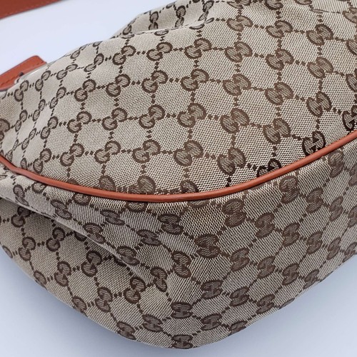 Authentic Gucci GG Canvas Sukey Hobo Bag Monogram Leather Trim Shoulder ...