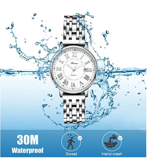 Denvosi Couple Casual Roman Watch Classic Sliver Stainless Steel Band ...