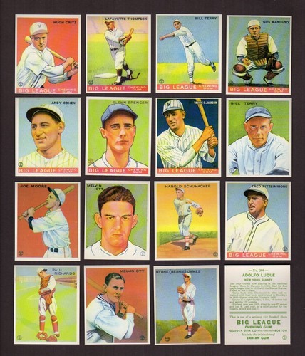 1933 Goudey Big League NEW YORK GIANTS R319 REPRINT team set | ALL 27 ...