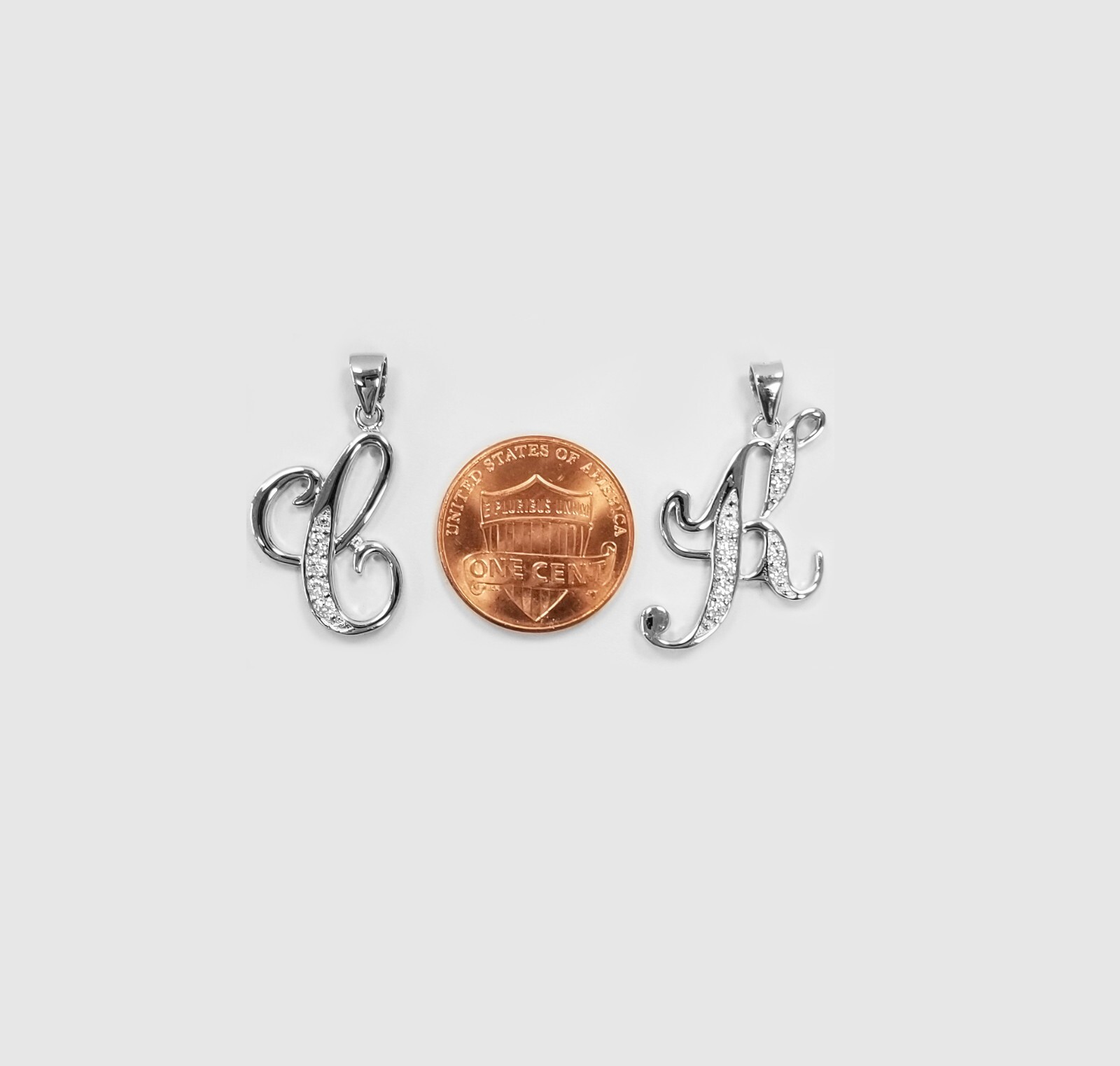 925 Sterling Silver Script Initials with CZ (Choose Initial) | eBay