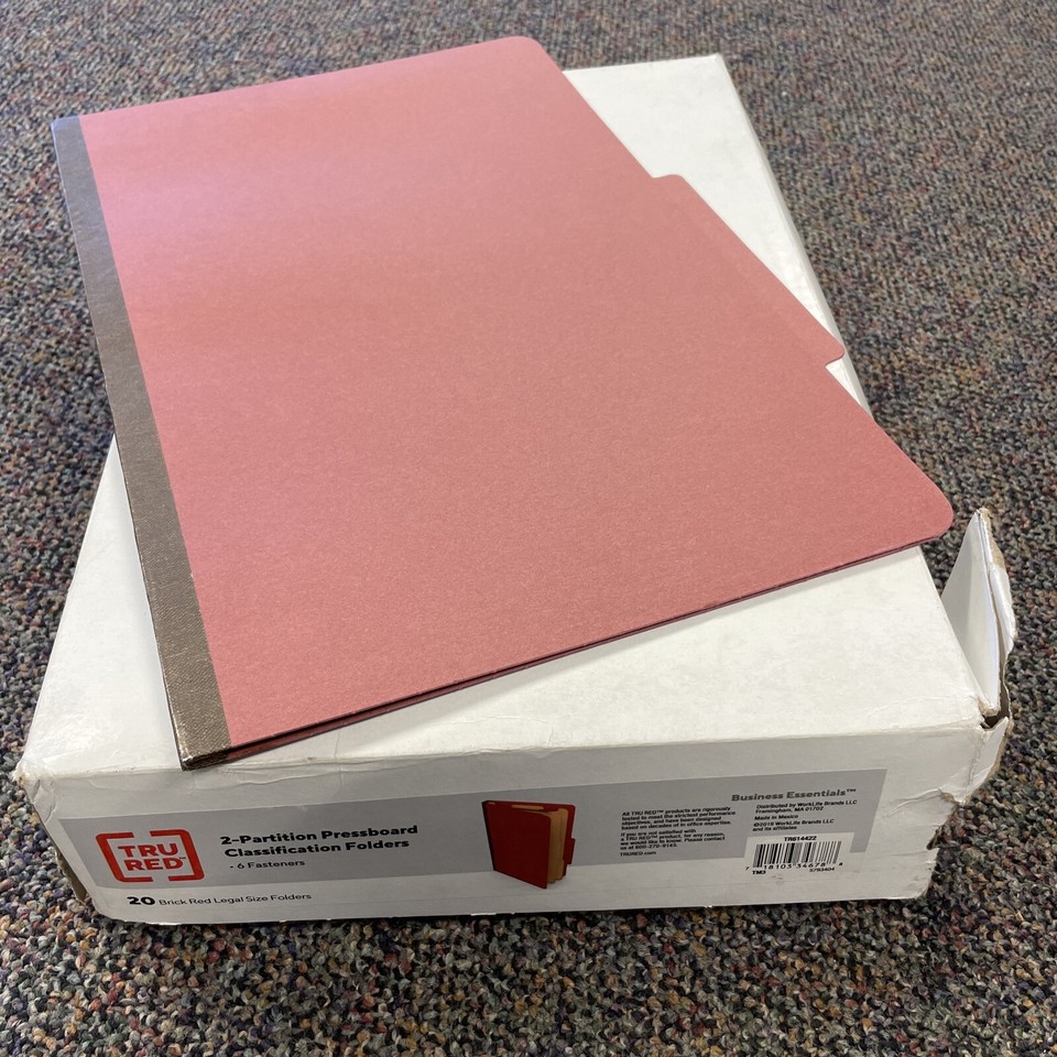 Tru Red Brick Red Pressboard Classification Folder, 2 Partition, 20 ct ...