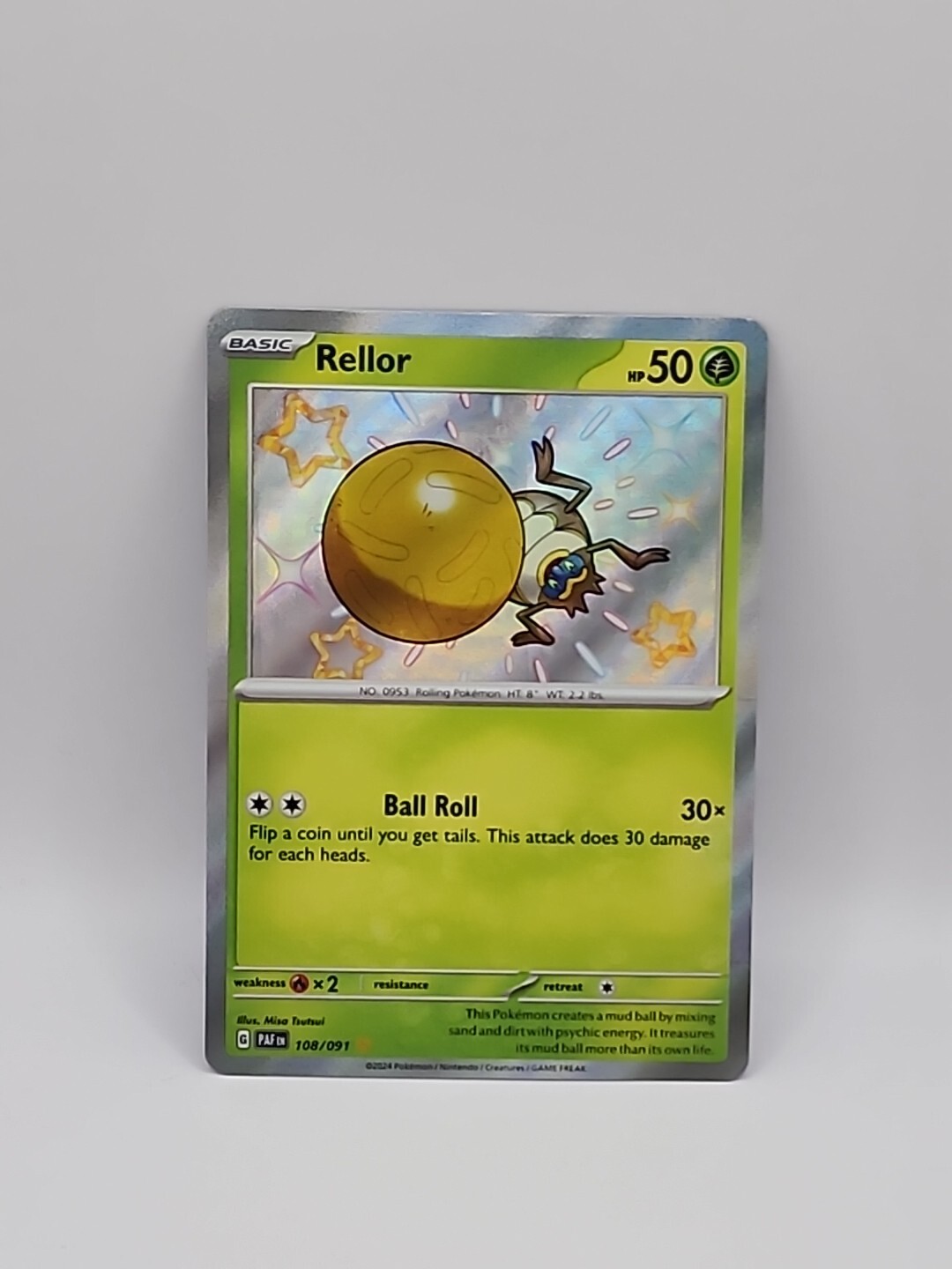 Pokémon TCG Rellor 108/091 Scarlet & Violet: Paldean Fates Shiny Holo ...