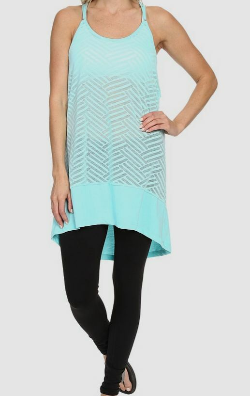 $73 Lole Women Blue Samba Striped Relaxed Fit Sleeveless Knit Tunic Top ...