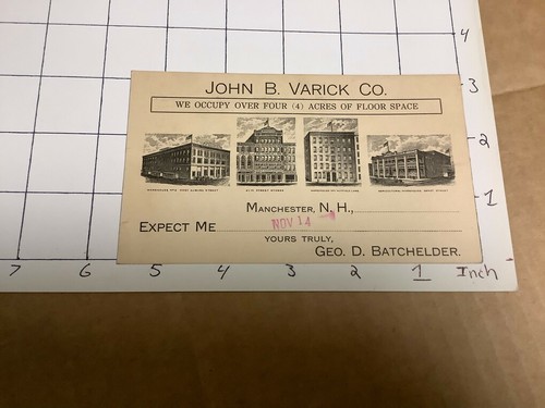 Original Card: John B Varick co -manchester nh w 4 building examples ...