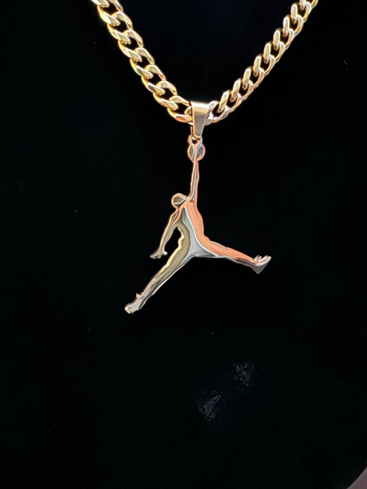Jordan Necklace - Jumpman Necklace - NBA Basketball - 5mm Cuban - 22 ...