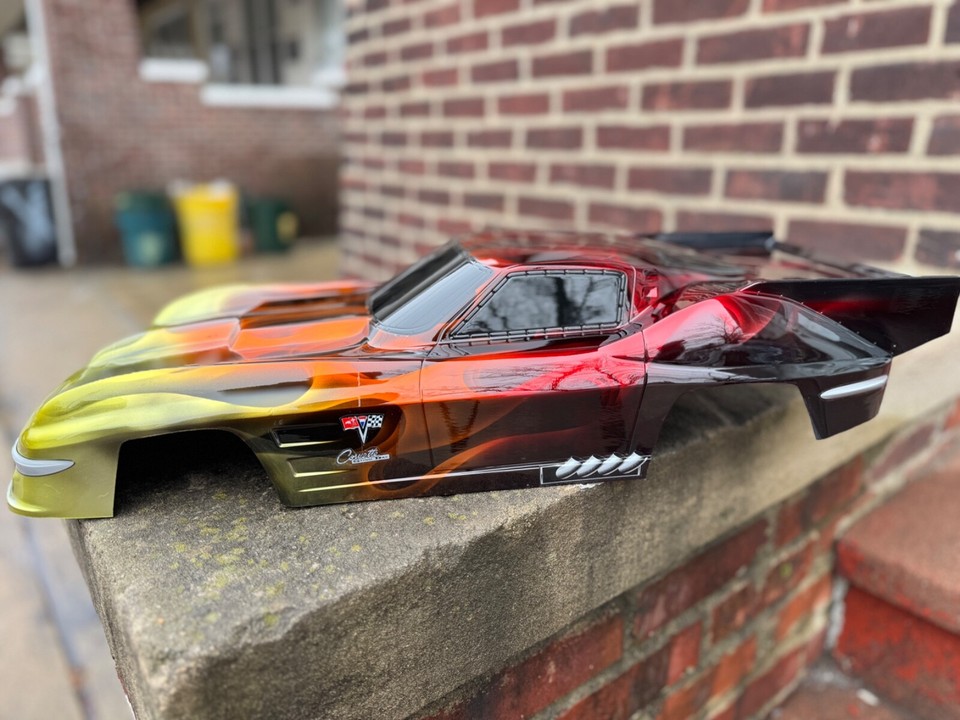 CHEVY VET STINGRAY DRAG BODY, LOSI 22S, AE DR10, SLASH 2WD, CHROME ...