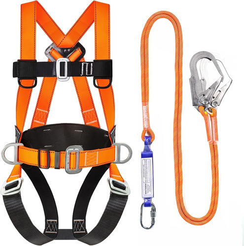 Safety Harness Fall Protection Kit with Shock Absorbing Lanyard ...