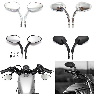 Motorcycle Edge Cut Side Mirrors Chrome Black For Harley Touring Street ...
