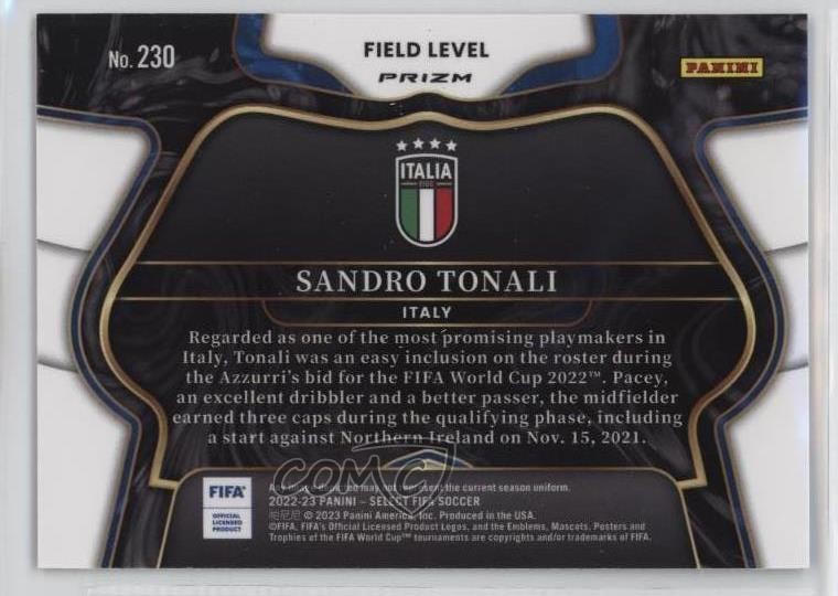 2022-23 Panini Select FIFA Field Level Purple Mojo Prizm Sandro Tonali ...