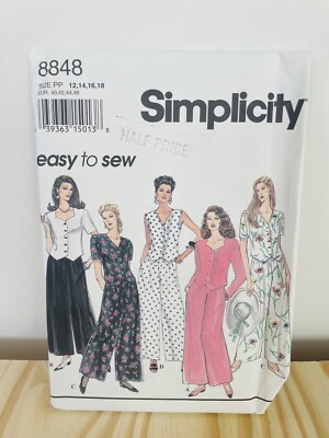 90’s Simplicity 8848 Pattern. Size 12-18 Misses Pants, Vest, Top UNCUT ...