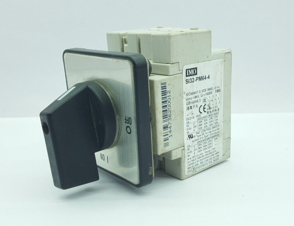 IMO SI32-PM64-4 PANEL MOUNT DC21B SWITCH IP20 NEMA 3R 4 POLE 32A 1000V ...